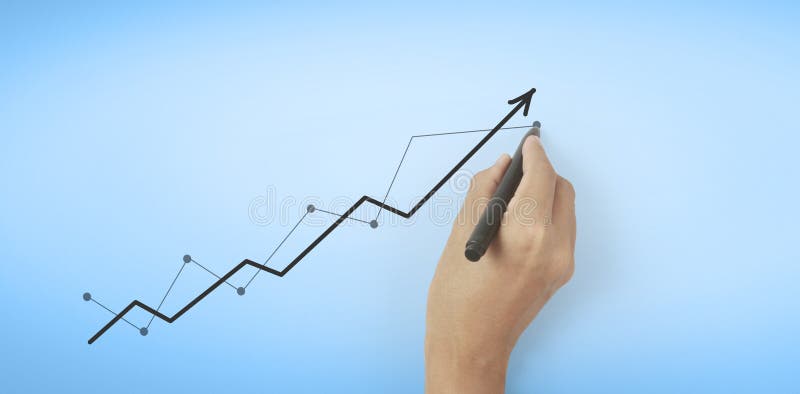 Hand Drawing Chart, Graph Stock of Growth Stock Image - Image of ...
