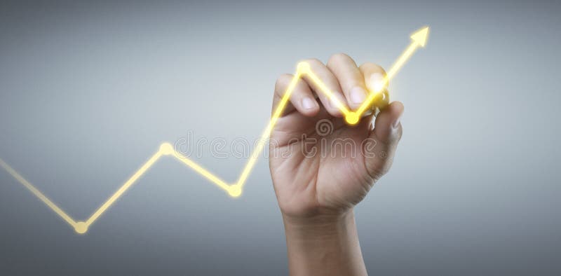Hand Drawing Chart, Graph Stock of Growth Stock Photo - Image of person ...
