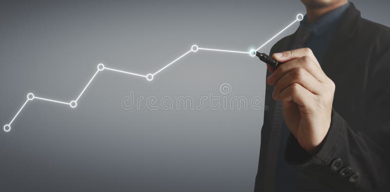 Hand Drawing Chart. Graph Stock of Growth.v Stock Photo - Image of hand ...