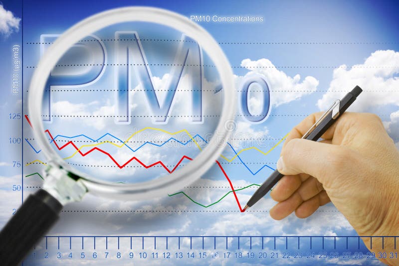 Hand Drawing a Chart about Particulate Matter Emission PM10 in the Air ...