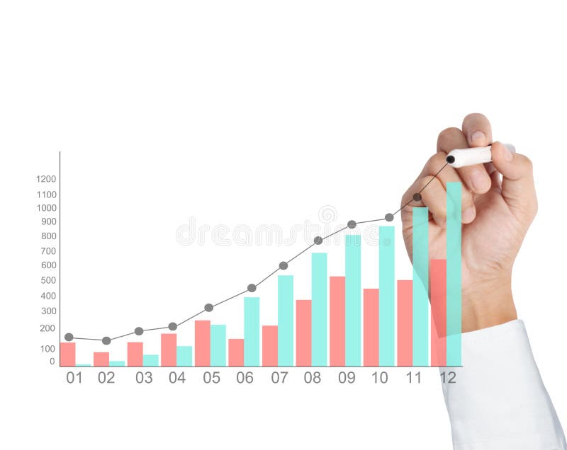Hand drawing a chart stock illustration. Illustration of increase ...
