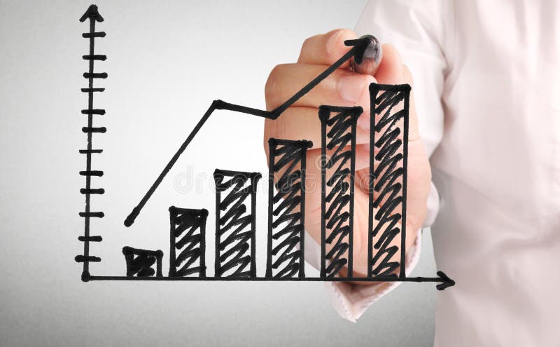 Hand drawing chart show stock illustration. Illustration of consultant ...