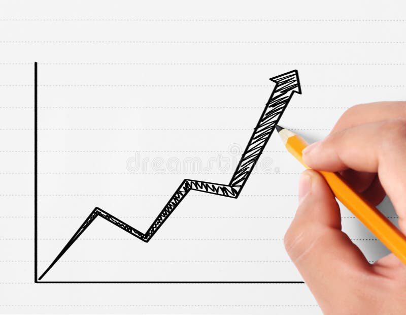 Hand drawing chart show stock image. Image of arrow, success - 96138783