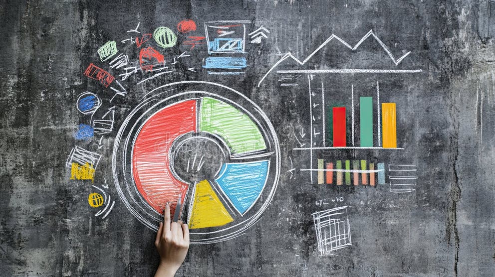 Hand Drawing Charts and Graphs on Blackboard. Business Analytics ...