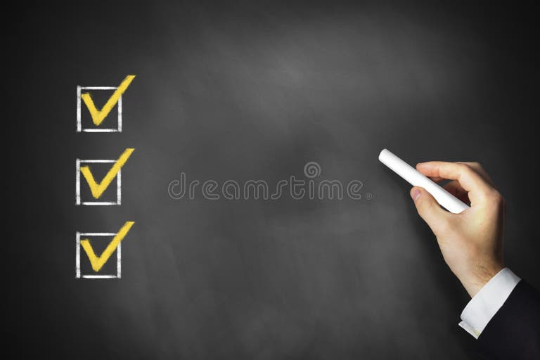 Hand Drawing Check Boxes on Chalkboard Stock Image - Image of white ...