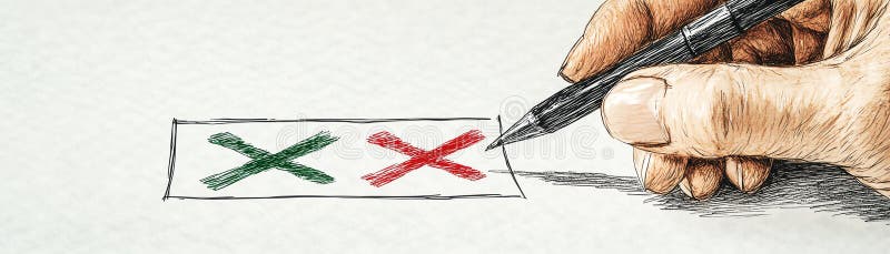 Hand Drawing Checkboxes, Symbolizing Choices and Decisions in a Social ...