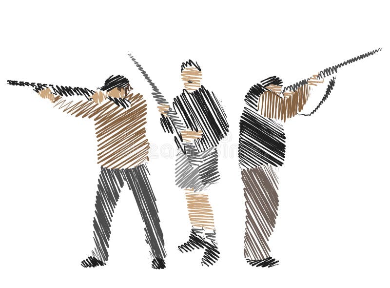 Hand-drawing Collection of Hunters Stock Vector - Illustration of ...