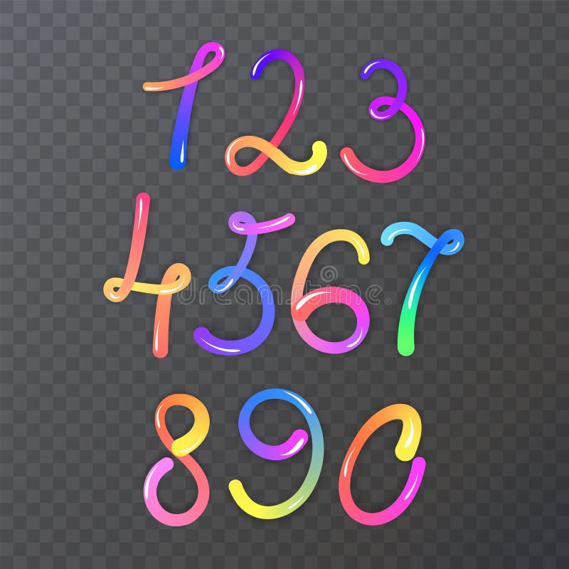 Hand Drawing Colored Numbers, Mathematics Numbers Illustration Vector ...