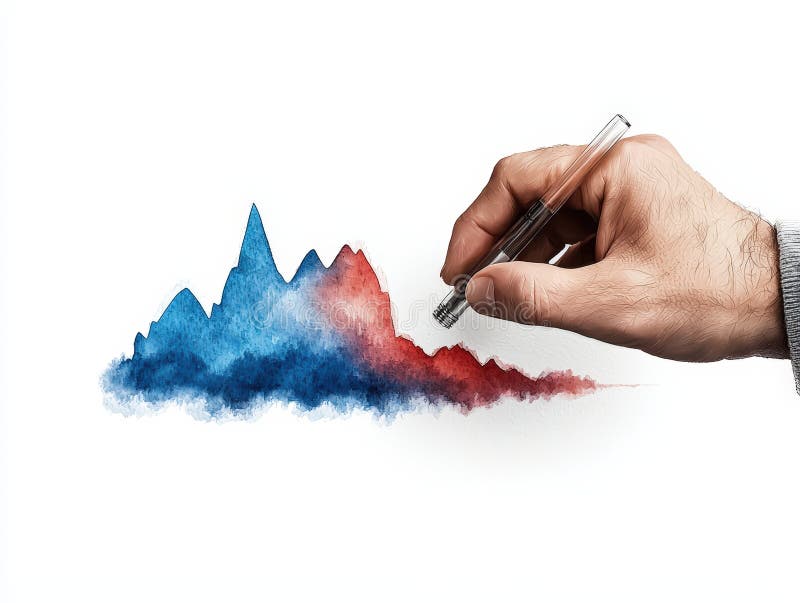 A Hand Drawing a Colorful Abstract Graph with Watercolor Effects ...