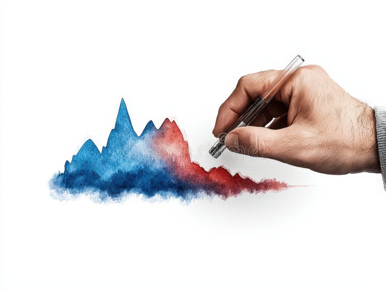 A Hand Drawing a Colorful Abstract Graph with Watercolor Effects ...