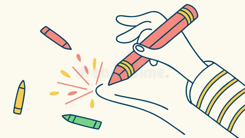 Hand Drawing with Colorful Crayon, Artistic Creation, Vector Design ...