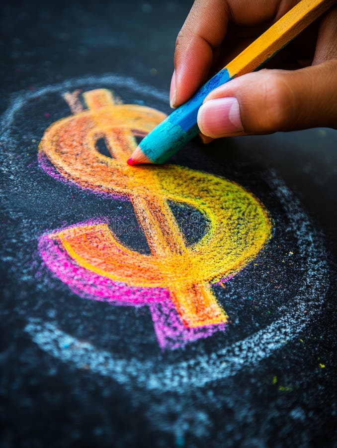 Hand Drawing Colorful Dollar Sign Blackboard Chalk Stock Photos - Free ...