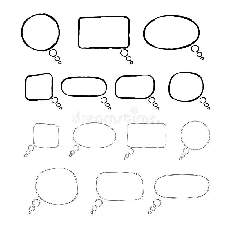 Hand Drawing Communication Speech Bubbles Collection, Text Box for ...