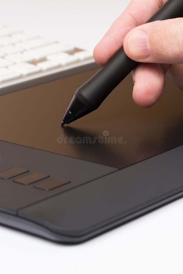Hand Drawing on a Computer Graphics Tablet Stock Image - Image of ...