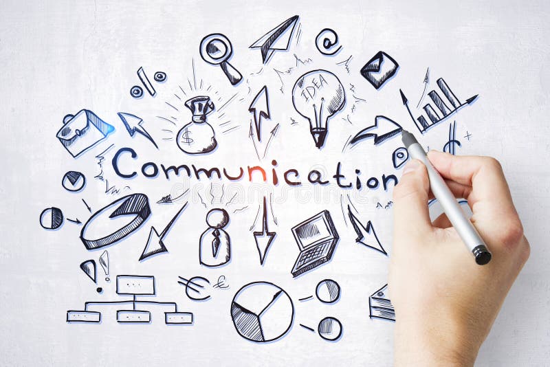 Hand Drawing Comunication Plan Stock Illustration - Illustration of ...