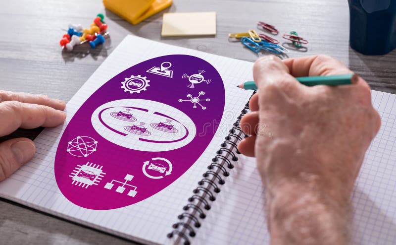 Connected Cars Concept on a Notepad Stock Image - Image of driving ...