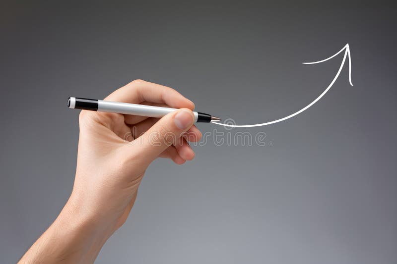 Hand Drawing Curved White Line on Clear Surface with Pen Stock ...
