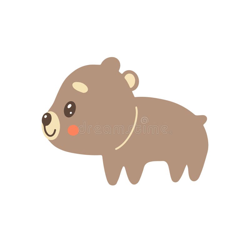 Hand Drawing Cute Bear Flat Vector Illustration. Stock Vector ...