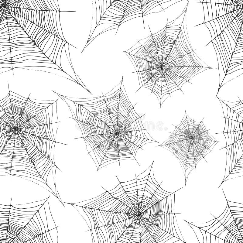 Hand Drawing Decorative Cobweb Seamless Pattern, Sketch Style, V Stock ...