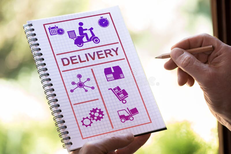 Delivery Concept on a Notepad Stock Image - Image of holding, logistic ...