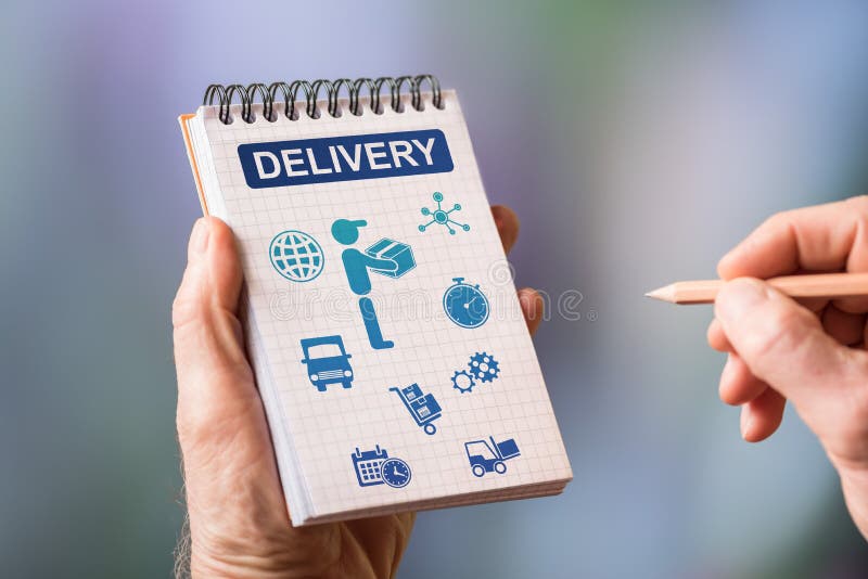 Delivery Concept on a Notepad Stock Photo - Image of concept, hand ...