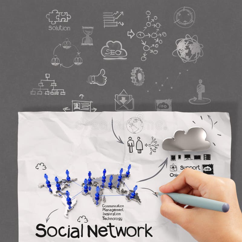 Hand Drawing Diagram of Social Network Structure Stock Photo - Image of ...