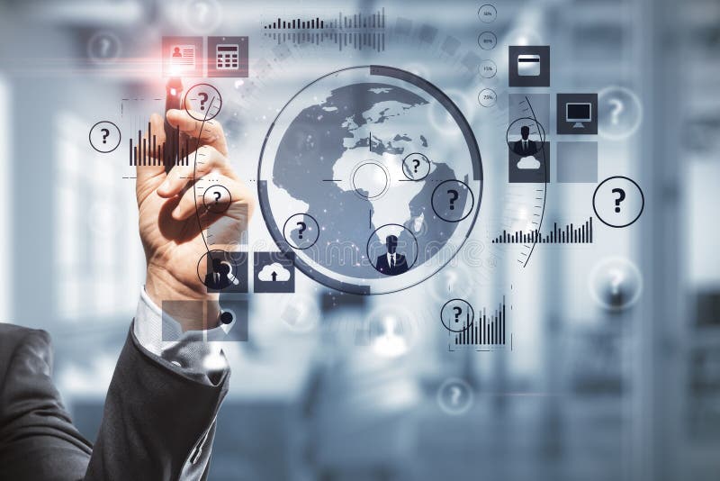 Hand Drawing Digital Business Interface Stock Photo - Image of gadget ...