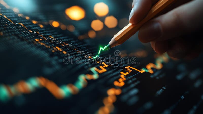 Hand Drawing Digital Data with Pencil Generative AI Stock Illustration ...