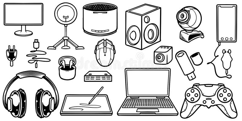 Line Drawing Gadgets Stock Illustrations – 584 Line Drawing Gadgets ...