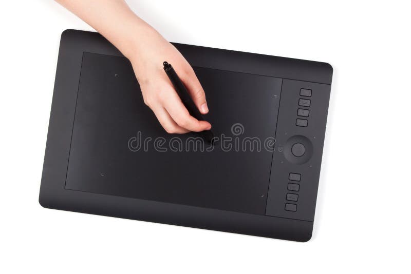 Hand is Drawing on a Digital Graphic Tablet Stock Photo - Image of ...