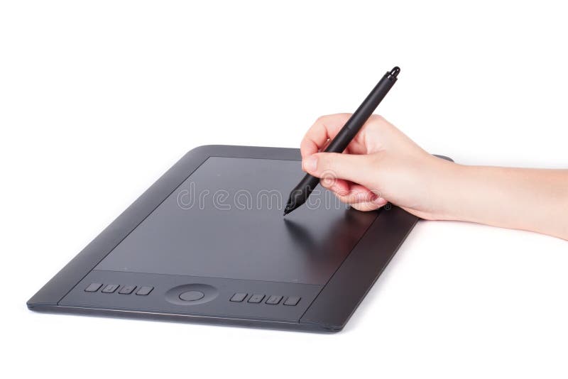 Hand is Drawing on a Digital Graphic Tablet Stock Image - Image of ...