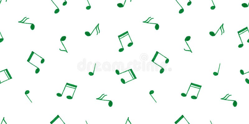 Hand Drawing Doodle Green Notes on a White Seamless Pattern Background ...