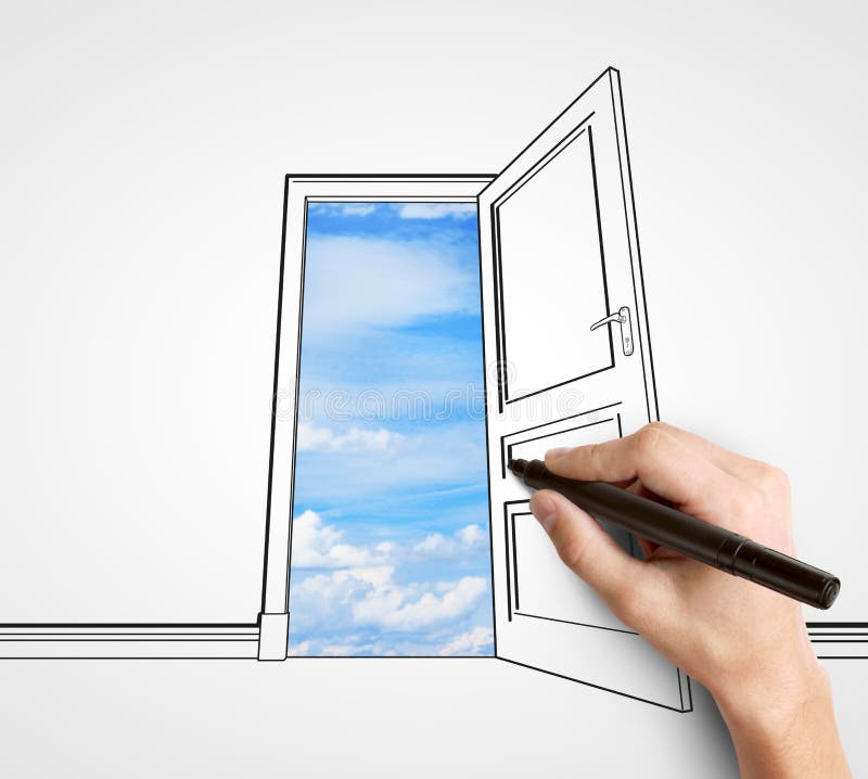 Hand drawing door stock image. Image of graphic, business - 34013115