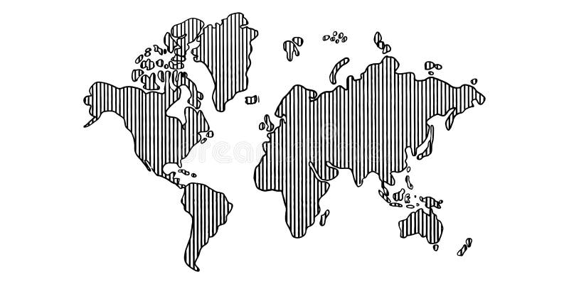 Hand Drawing of Earth Map Isolated on White Background Stock ...