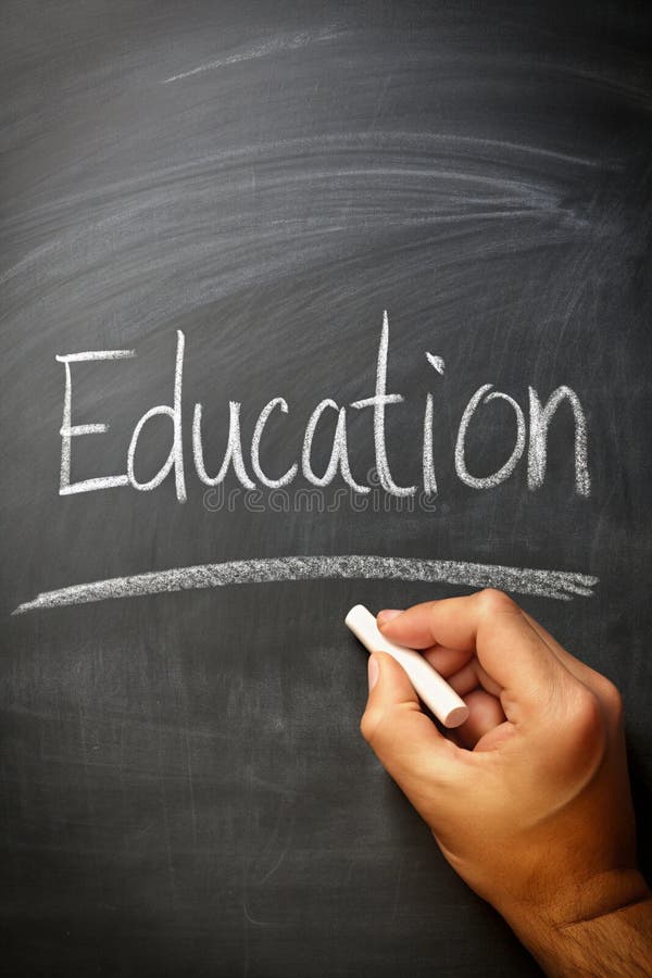 Hand Drawing "Education" on Chalkboard Stock Illustration ...