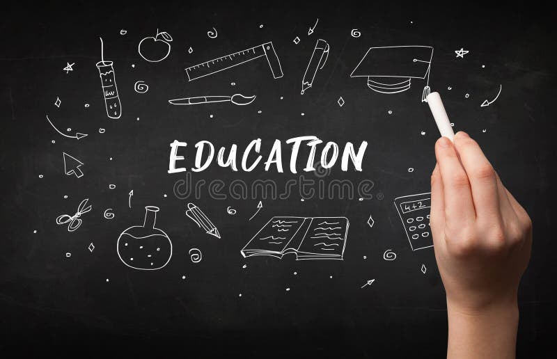 Hand Drawing Education Concept Concept Stock Image - Image of ...