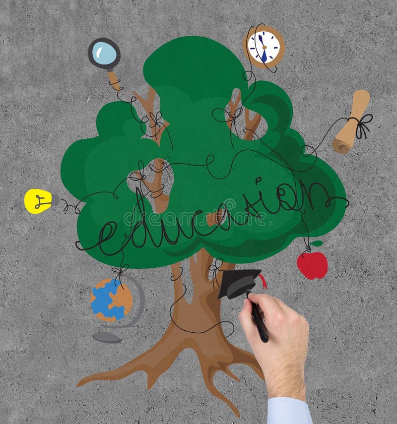 Hand Drawing Education Tree Stock Photo - Image of exam, idea: 52055296