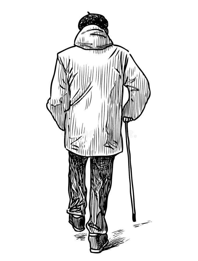 Drawing Of A Man Walking Away