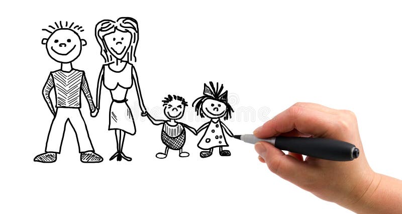 The hand drawing family stock illustration. Illustration of happy ...