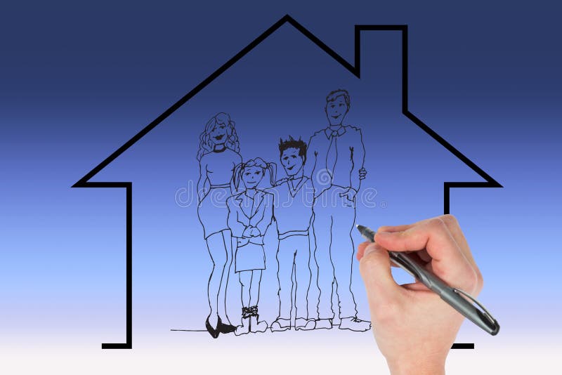 Hand Drawing Family Graphic Stock Photo - Image of graphic, daughter ...