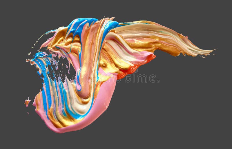 Hand Drawing Fluid Brush Stroke Paint Spot on a Gray Background Stock ...