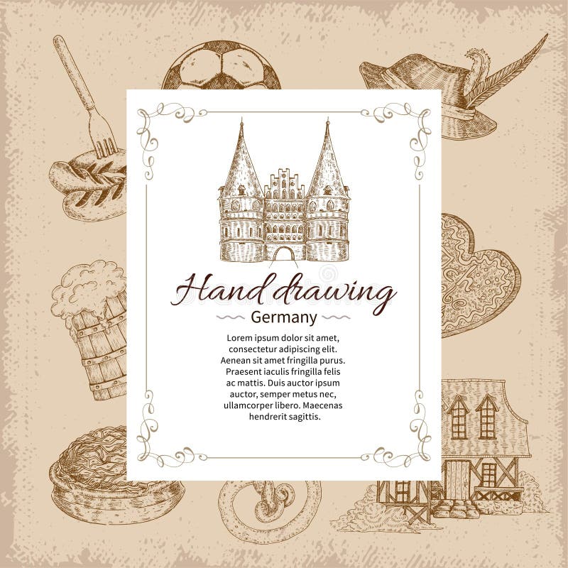 Hand Drawing Germany Background Stock Vector - Illustration of culture ...
