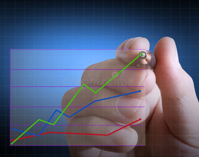 Hand drawing a graph stock photo. Image of investment - 19763202