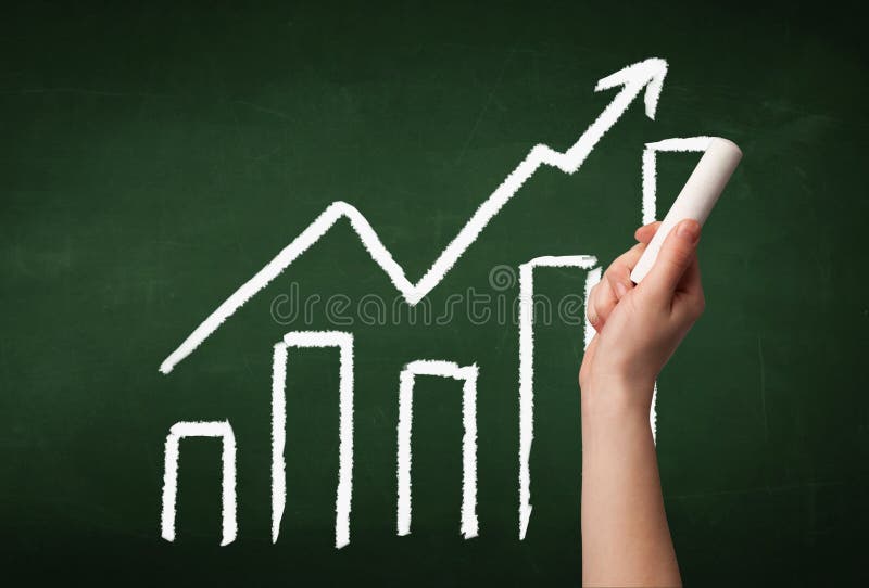 Hand Drawing Graph on Blackboard Stock Photo - Image of graph, draw ...