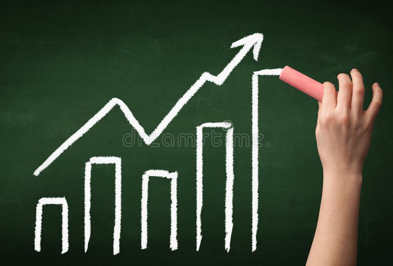 Hand Drawing Graph on Blackboard Stock Photo - Image of graphic ...
