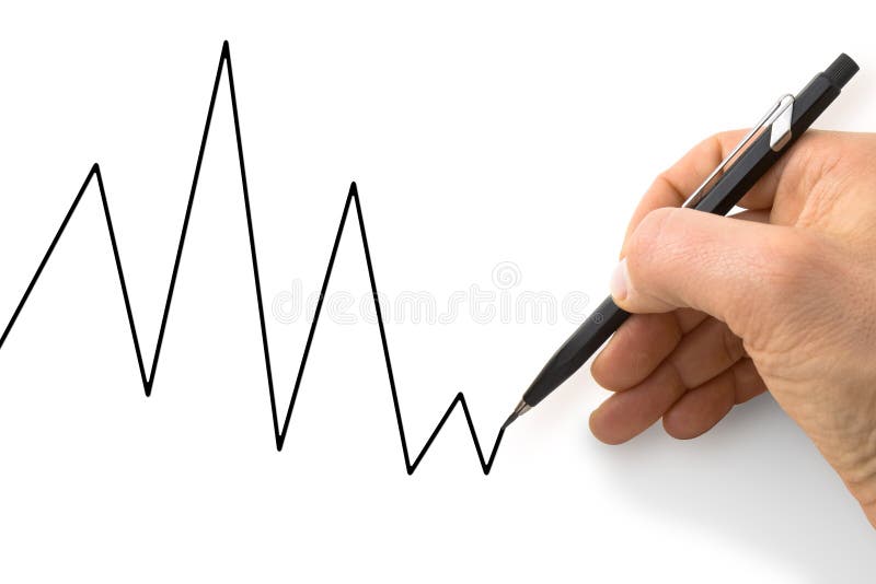 Hand Drawing a Graph on a Blank Card Isolated on White Stock Photo ...