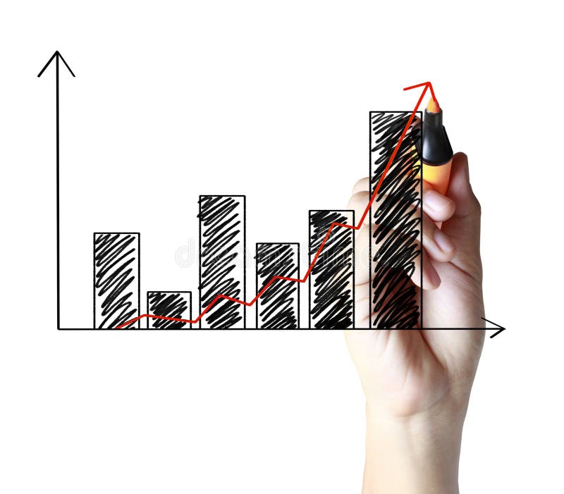 Hand drawing a graph stock photo. Image of forecasting - 46412688