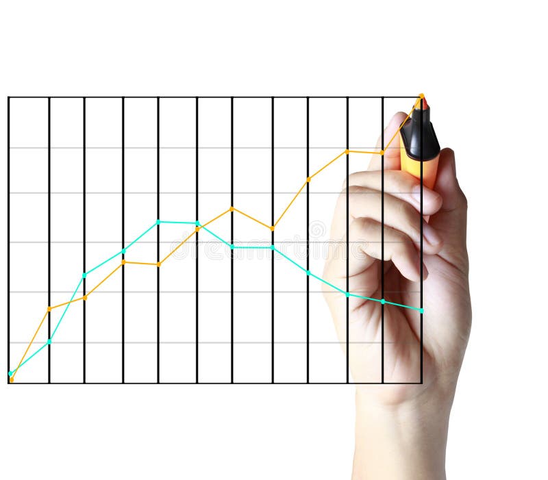 Hand drawing a graph stock image. Image of blank, future - 46412733