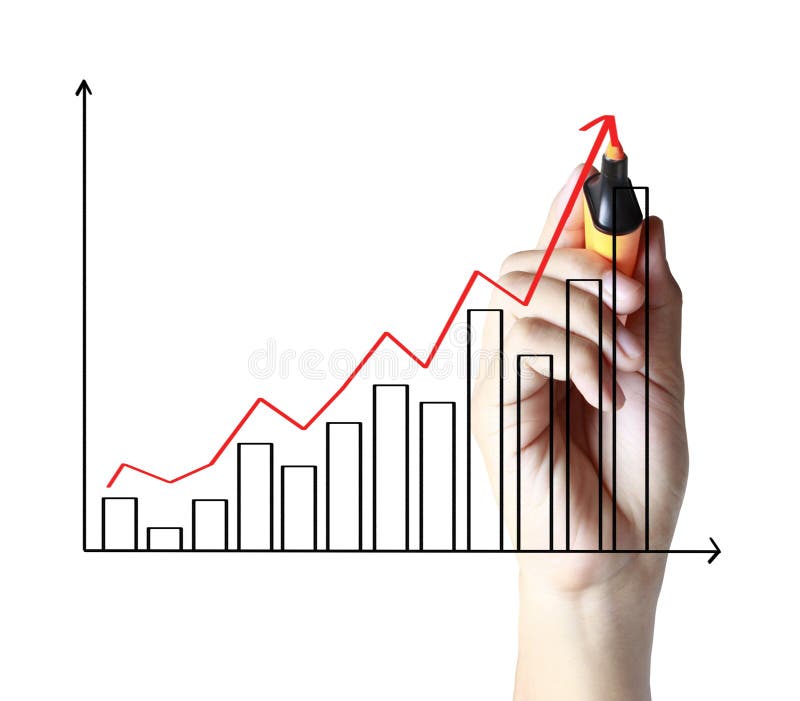 Hand drawing a graph stock photo. Image of investment - 46412760