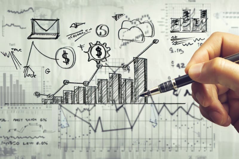 A Hand is Drawing a Graph on a Whiteboard with a Pen Stock Photo ...